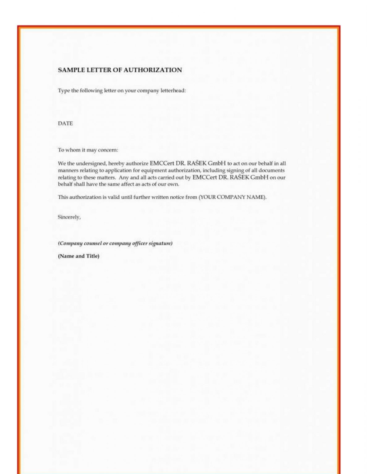 Free Sample Authorization Letter For SSS Template - Authorization Letter