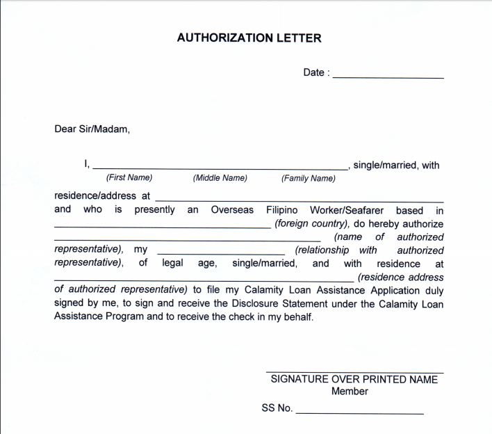 Authorization Letter Authorization Letter
