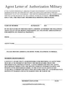 Agent Letter of Authorization Military Template [Free PDF]