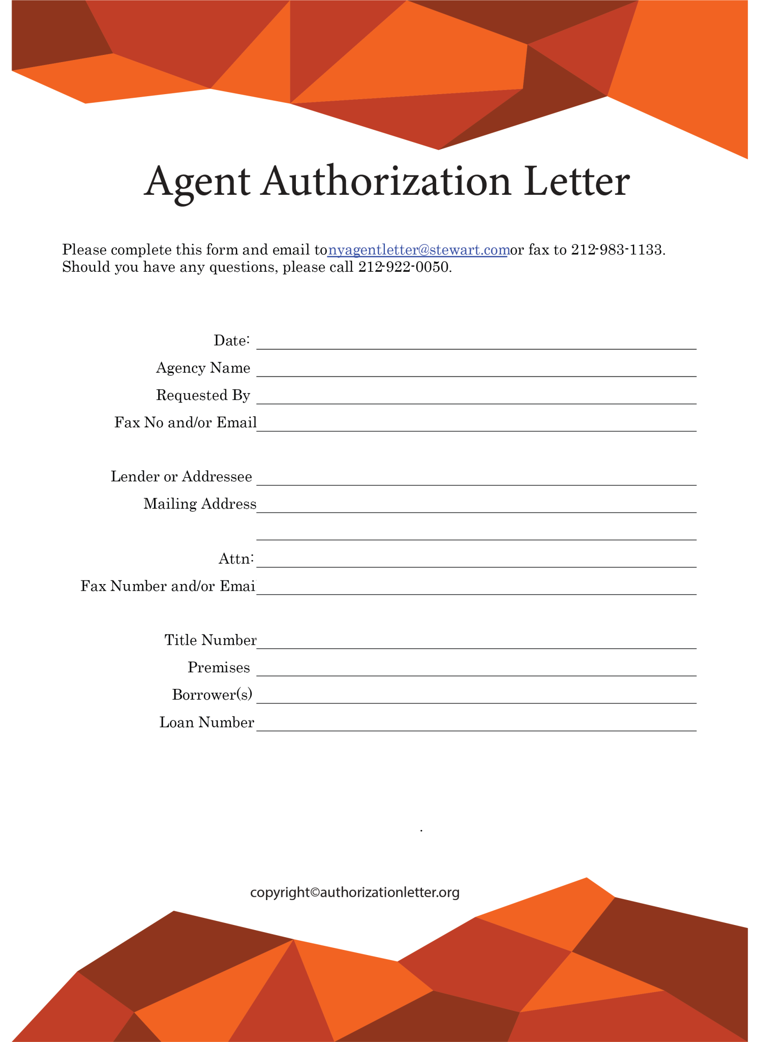 Agent Authorization Letter Sample Template in PDF