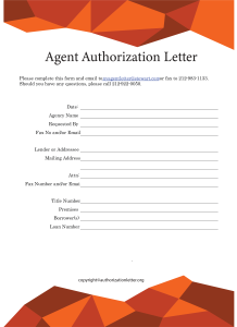 Agent Authorization Letter Sample Template in PDF
