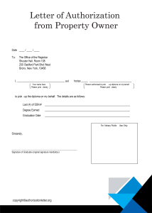 Letter of Authorization from Property Owner Template in PDF